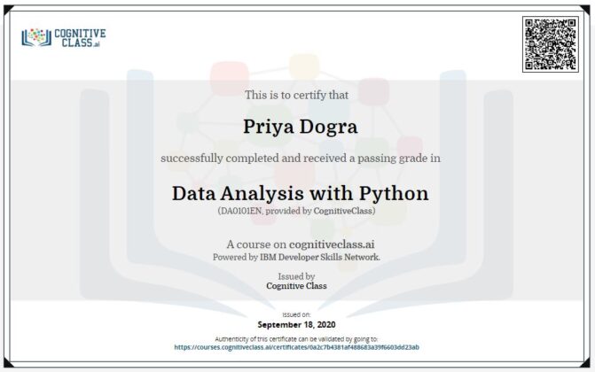 Data Analysis with Python Cognitive Class Answers - Priya Dogra Data Analysis with Python Cognitive Class Answers - Priya Dogra