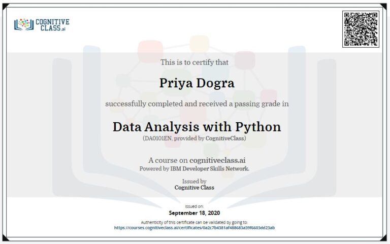 Data Analysis with Python Cognitive Class Answers - Priya Dogra Data Analysis with Python Cognitive Class Answers - Priya Dogra