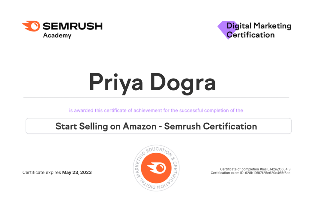 Start Selling on Amazon - Semrush Certification Exam Answers Start Selling on Amazon - Semrush Certification Exam Answers