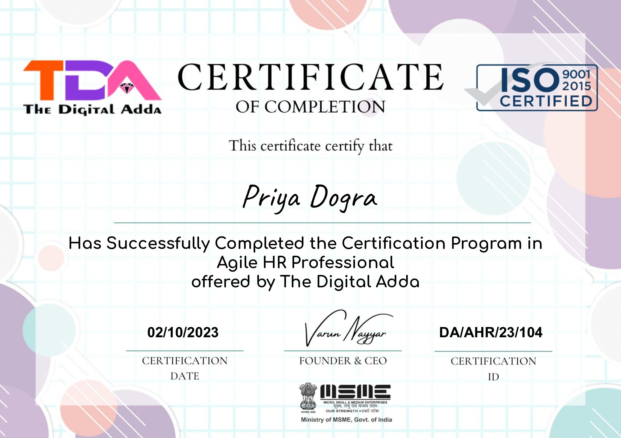 Agile HR Professional Certification Agile HR Professional Certification